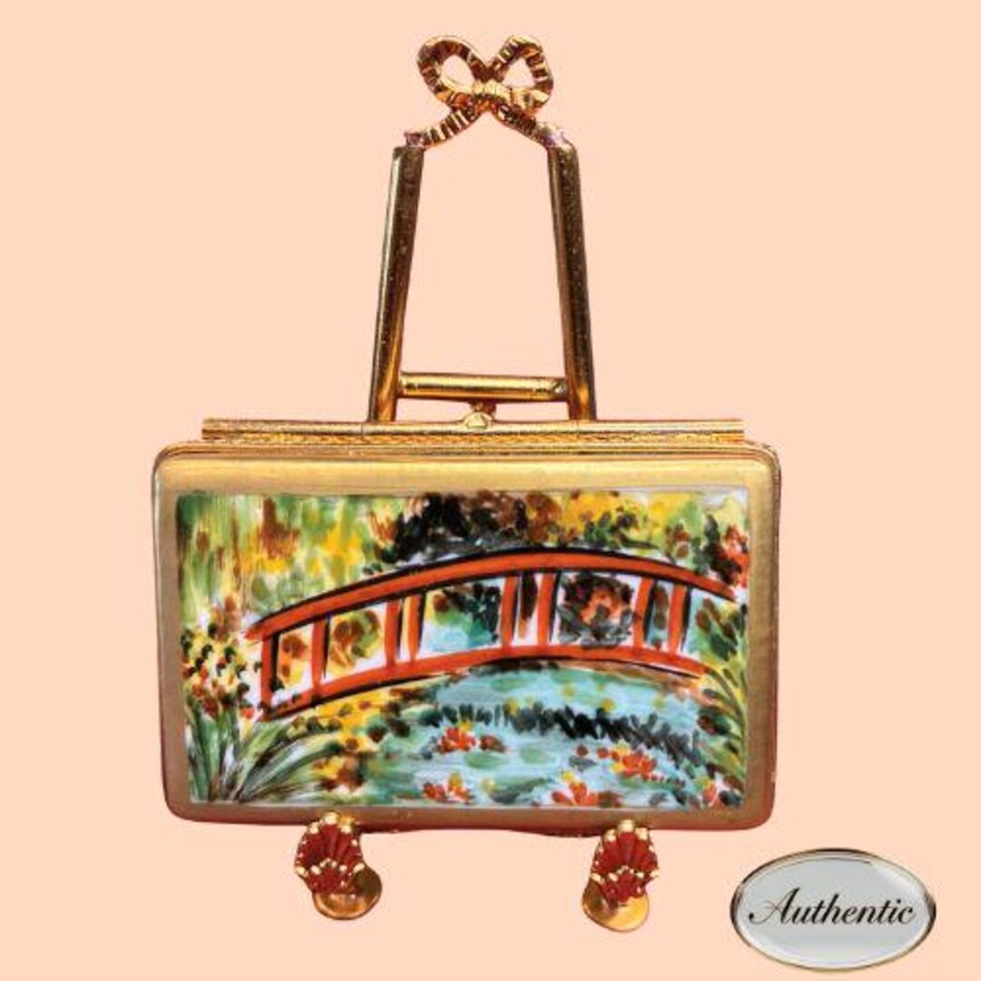 Limoges Trinket Box Monet Japanese Bridge Painting Over Water Lily Pond ...