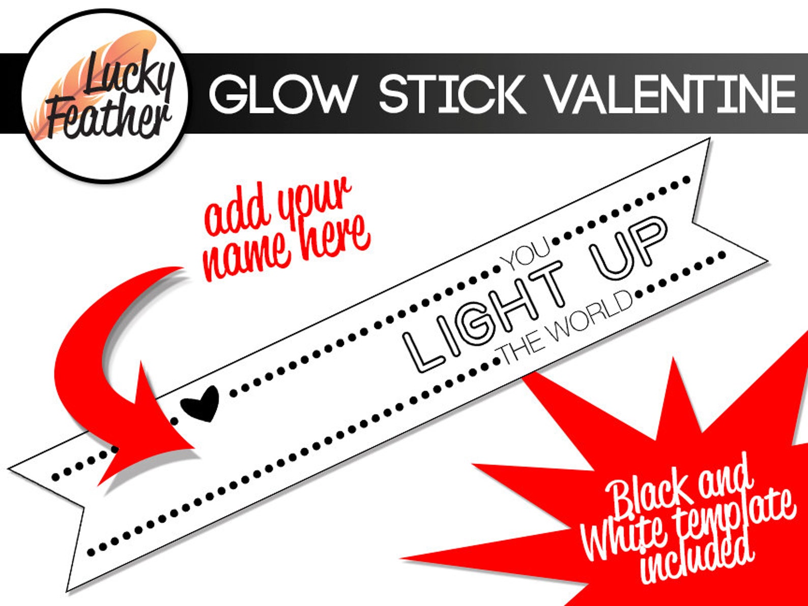 Glow Stick Valentine's Day Tags - DIY Valentine - DOWNLOAD PRINTABLE - Etsy
