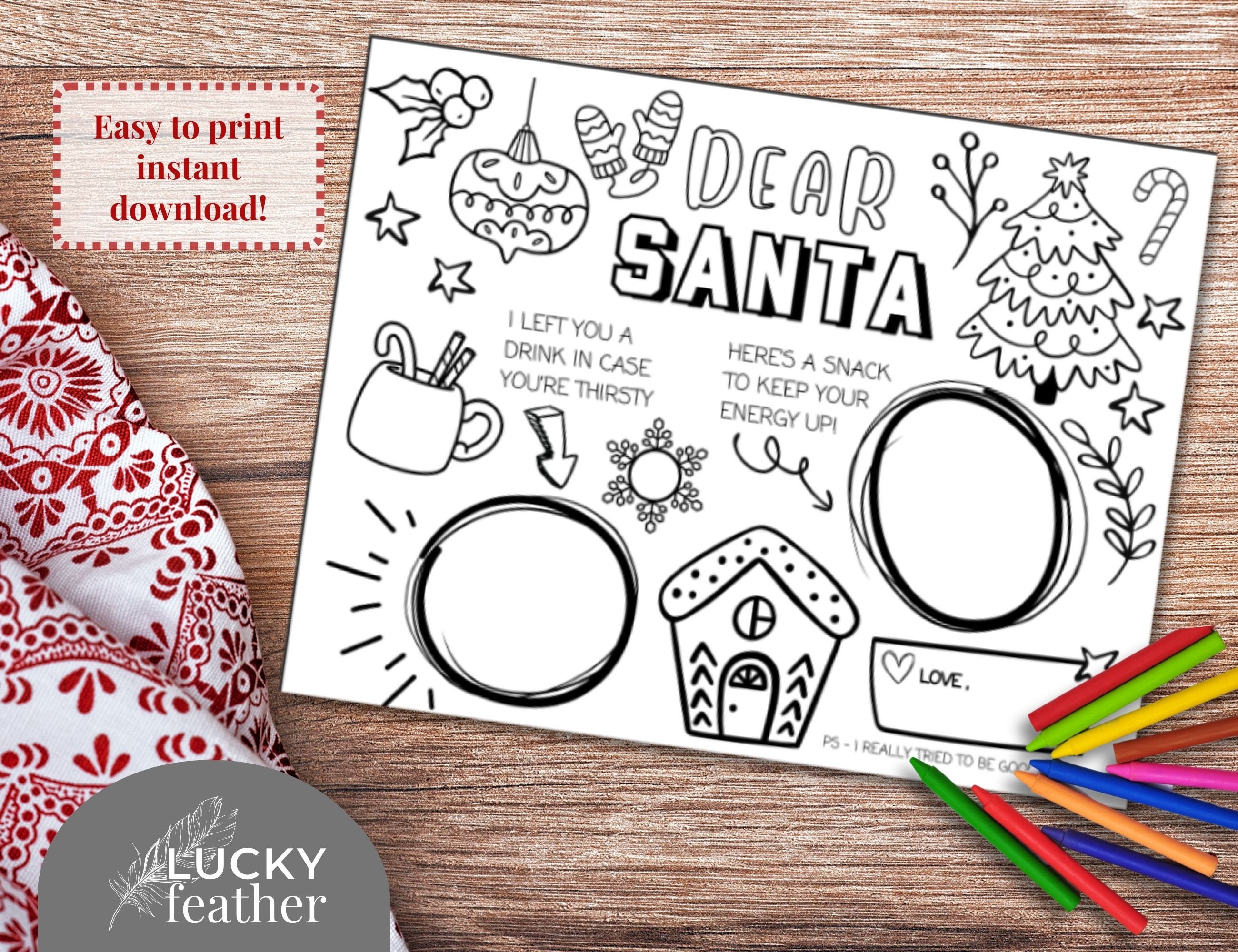 Dear Santa Cookies and Milk Printable Placemat - Festive Holiday ...