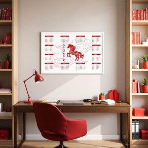 2026 Year of the Fire Horse Calendar Poster | Full-year Calendar ...