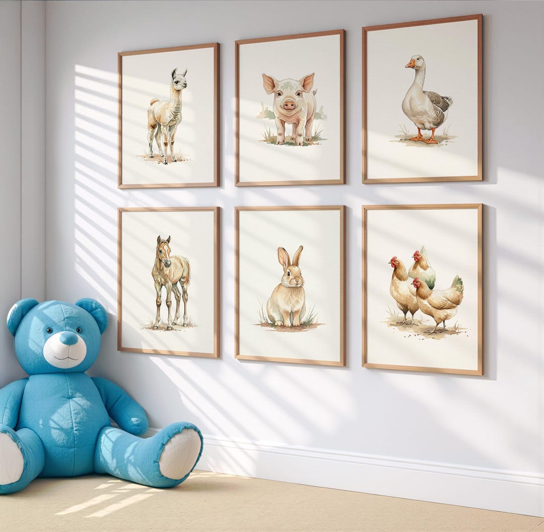 Animal Poster Set of 12, Farm Animals Gallery Wall, Farm Animals Prints ...