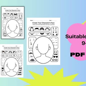 Create a Character Face Art Worksheet | Ages 9-12 (digital Product) - Etsy