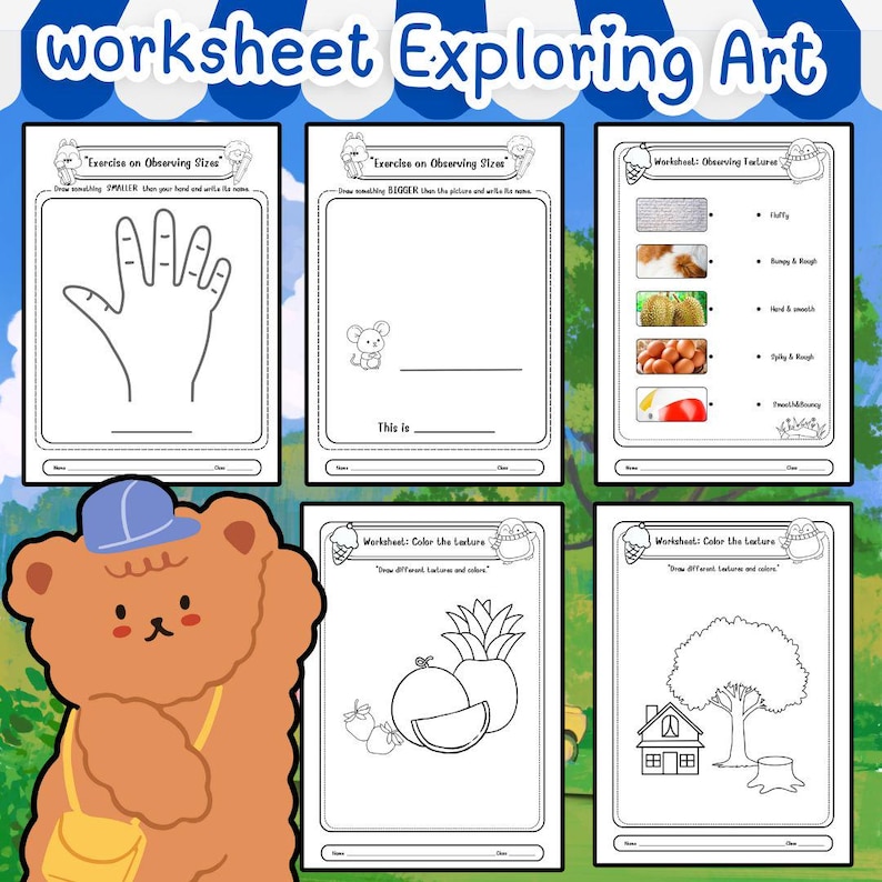 Beginner Art Worksheets for Grades 1-3 Exploring Art Lines, Shapes ...