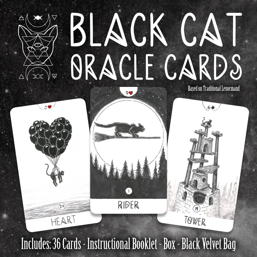Black Cat Oracle Cards - Lenormand-based Hand Painted Oracle Cards - Etsy