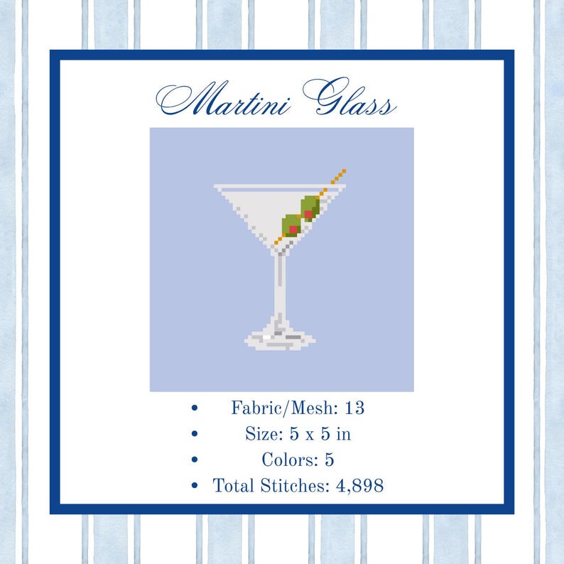 Martini Glass Needlepoint Blueprint - Etsy UK