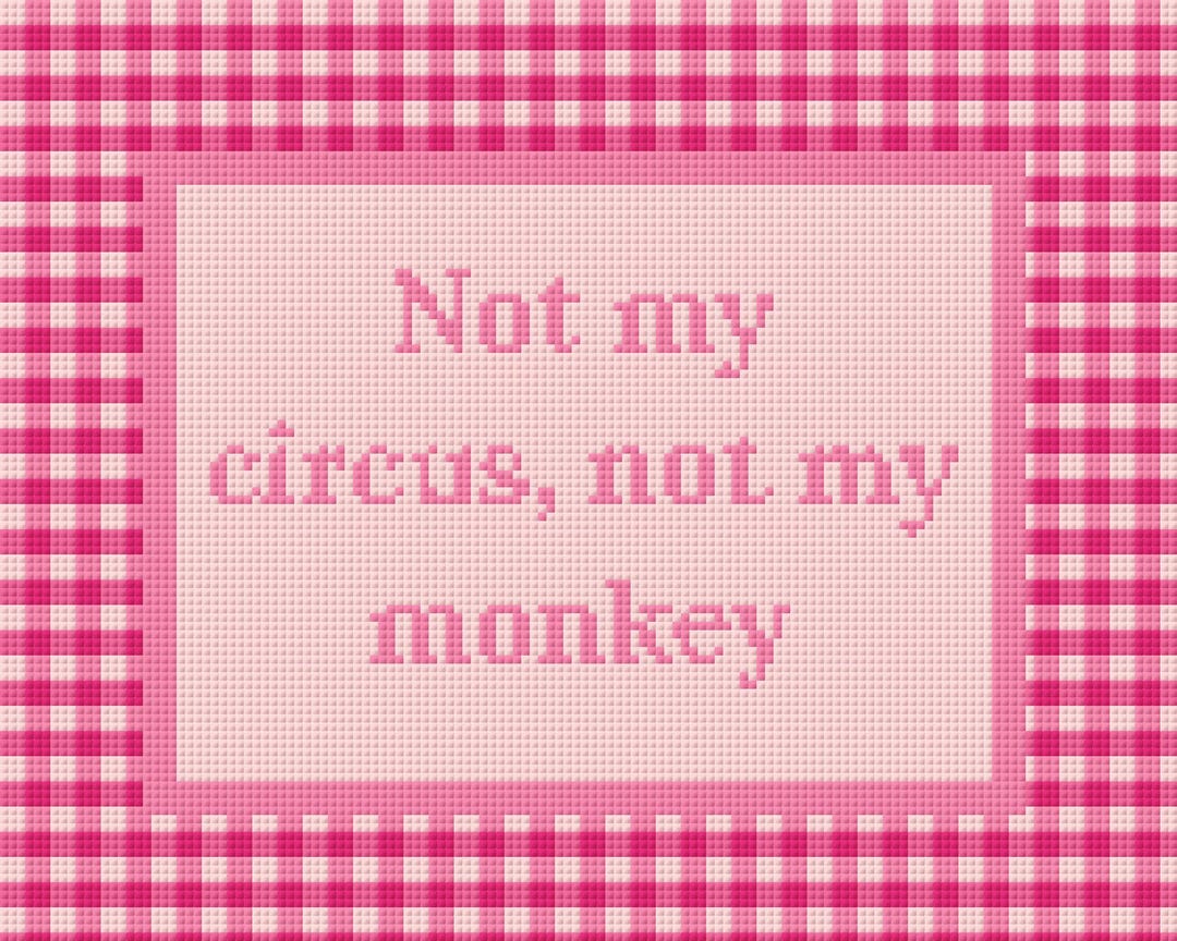 Plaid Pink, Not My Circus Not My Monkey Needlepoint Blueprint - Etsy