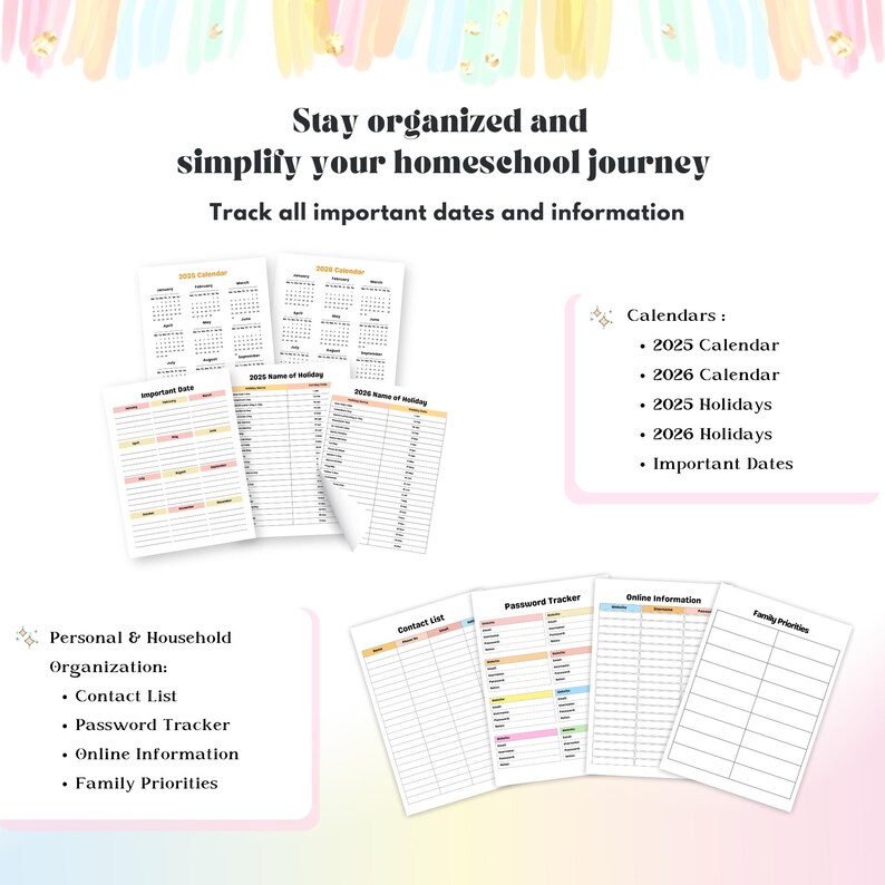2025-26 Homeschool Planner Printable, Daily Weekly Monthly Lesson Plans ...