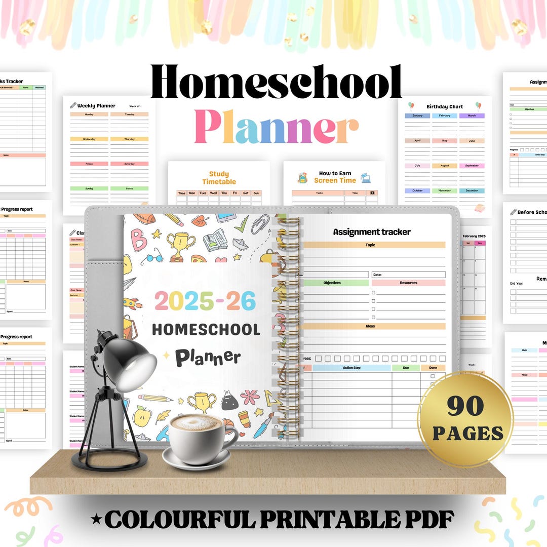 2025-26 Homeschool Planner Printable, Daily Weekly Monthly Lesson Plans ...