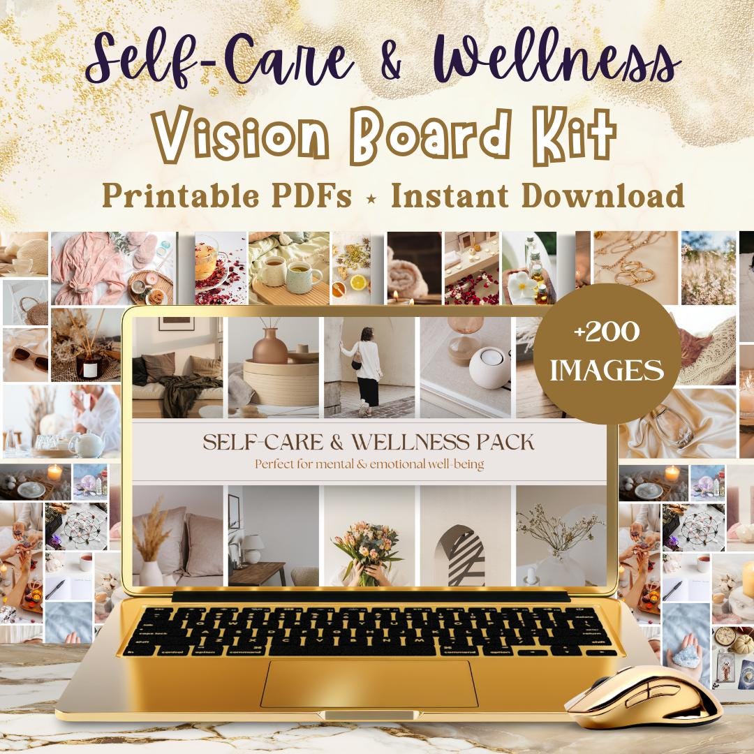 2025 Vision Board Kit Printable, Mood Board Collage, Self Care Wellness ...