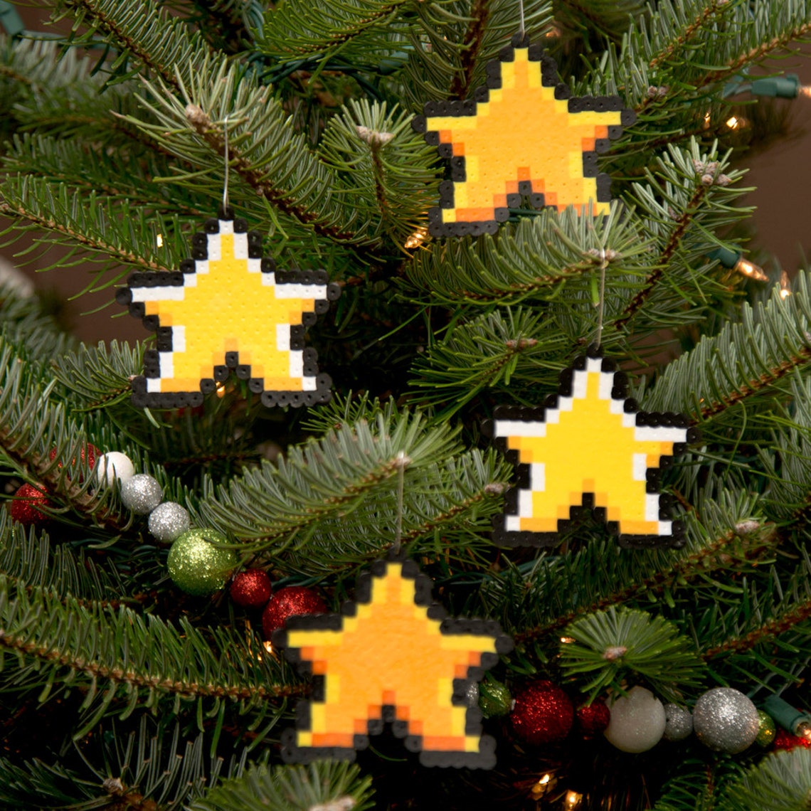 8 Bit Pixel Art Christmas Ornament (variety Pack of 4) - Etsy