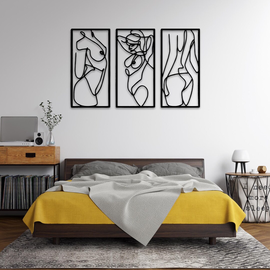 Set of 3 Naked Woman Body Metal Wall Decor | Minimalist Female Body ...