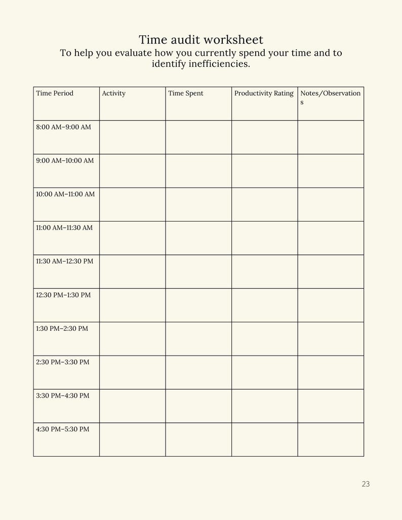 Ultimate Productivity Time Management Mastery Workbook - Etsy