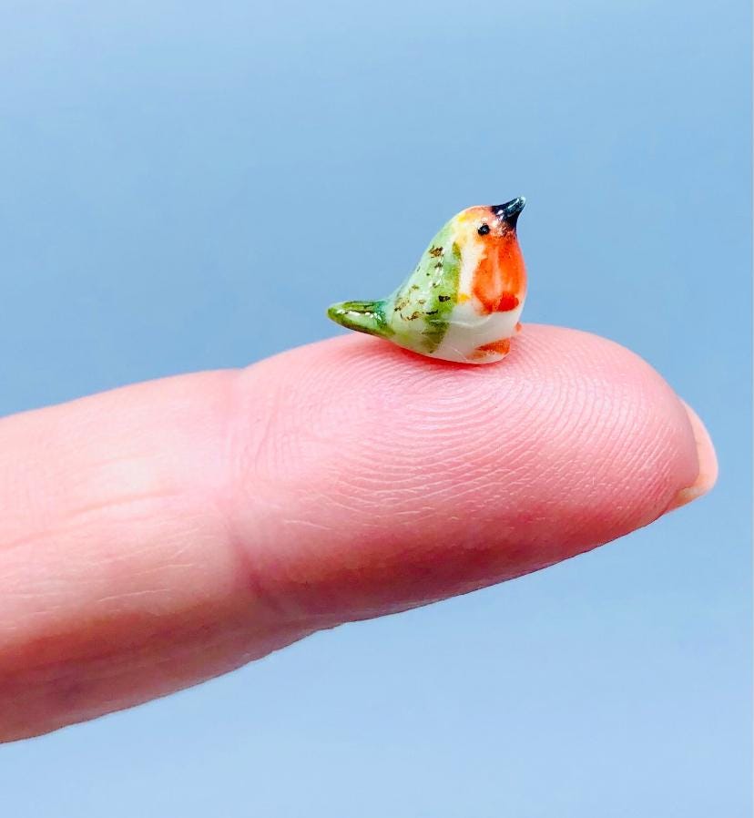 Miniature Christmas Robin Ceramic Bird Gift - Etsy