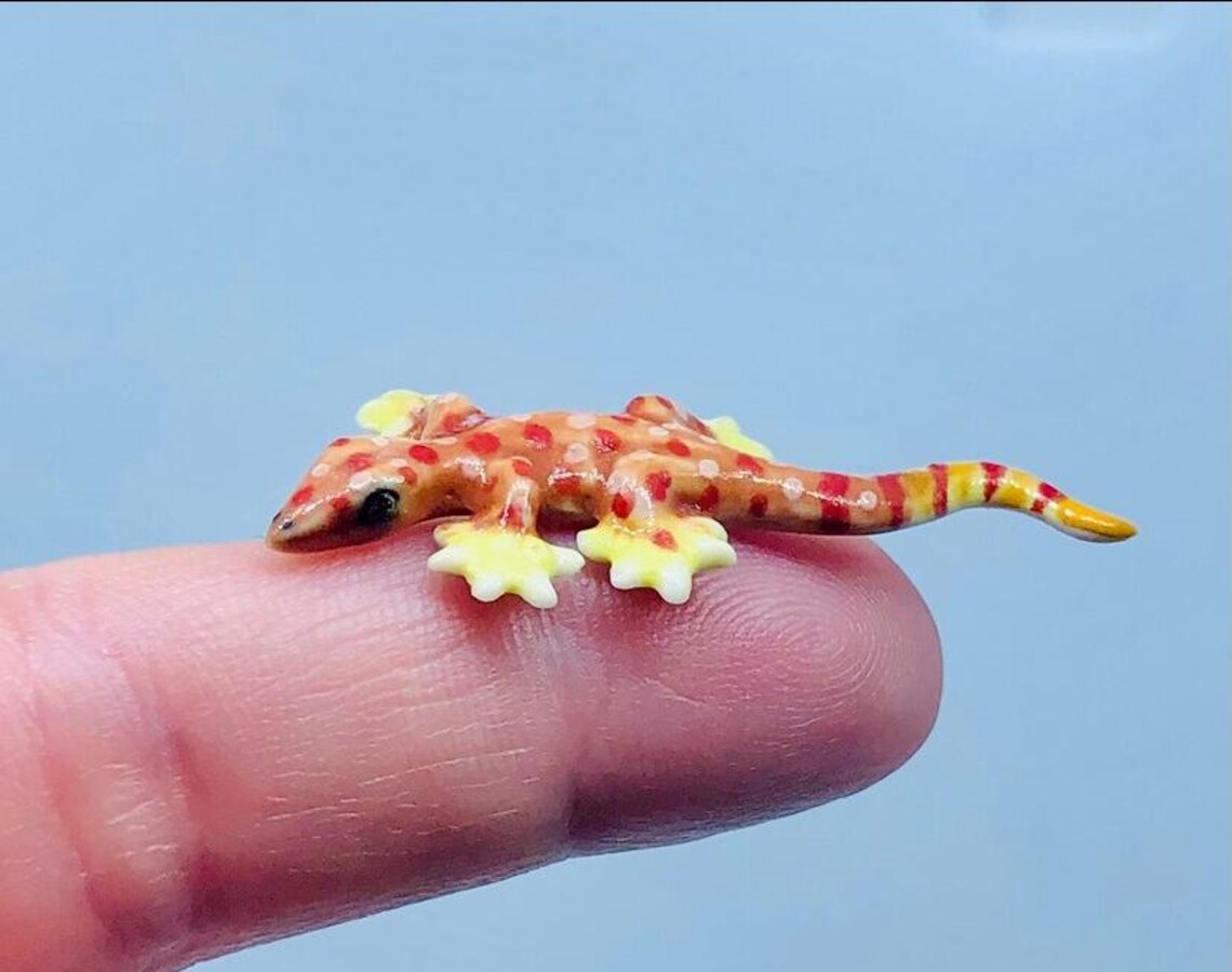 Miniature Ceramic Gecko Lizard Terrarium Ornament Pet Reptile Gift (D ...