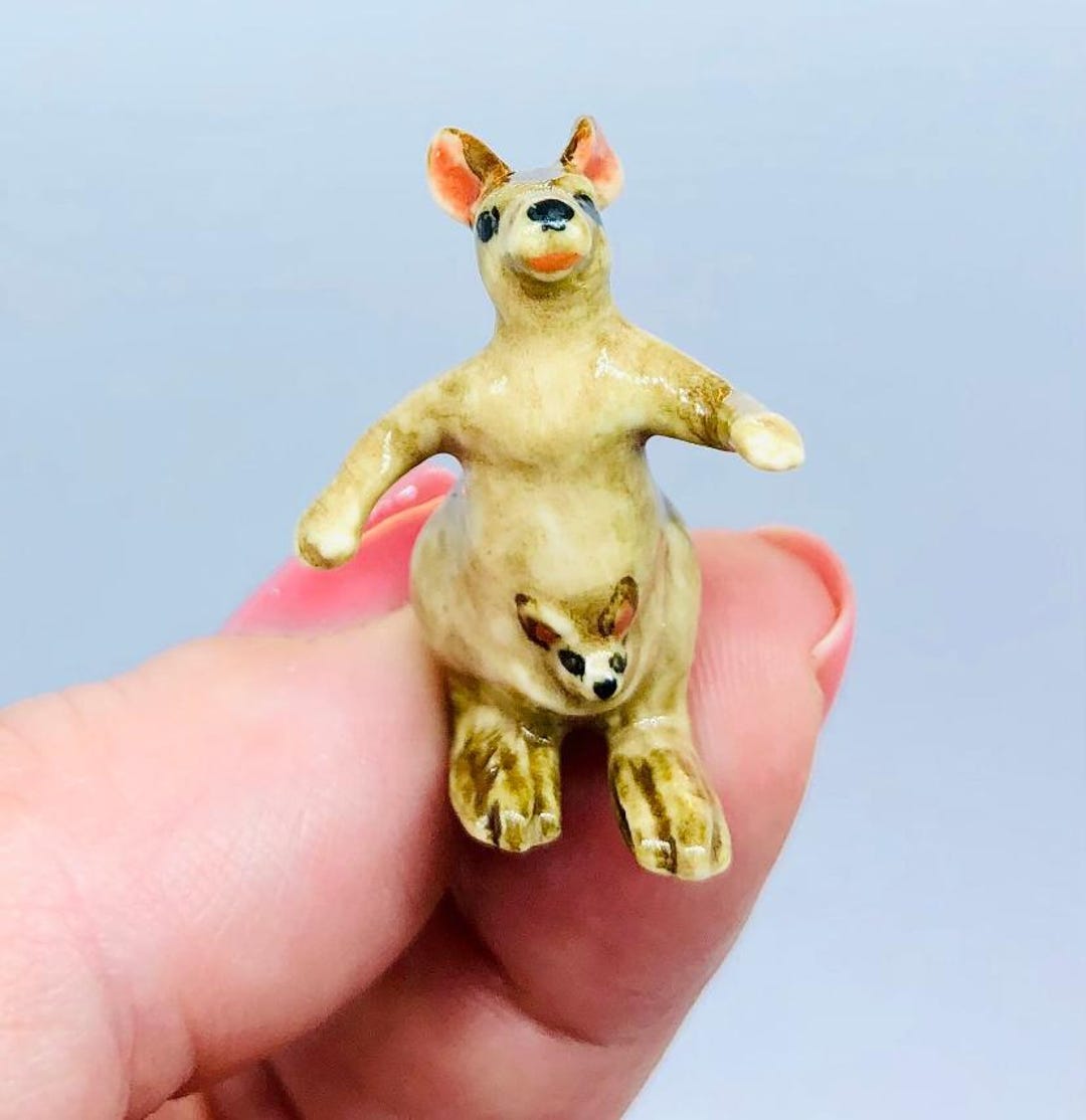 Miniature Ceramic Kangaroo Wallaby With Baby Joey Collectable Australian Ornament Gift - Etsy