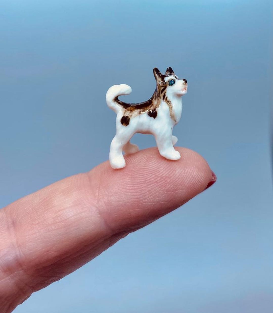 Miniature Ceramic Dog Husky Alaskan Malamute Shepherd Puppy Collectable ...