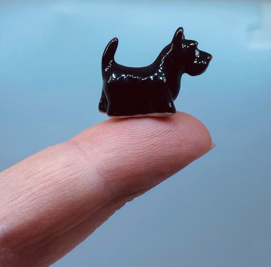Miniature Ceramic Dog Black Scottie Terrier Pet Scotty Puppy Ornament ...