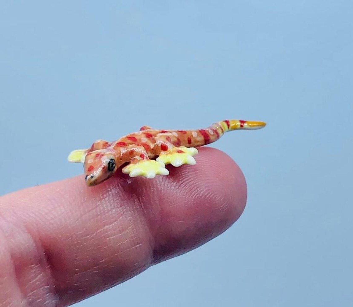 Miniature Ceramic Gecko Lizard Terrarium Ornament Pet Reptile Gift (D ...