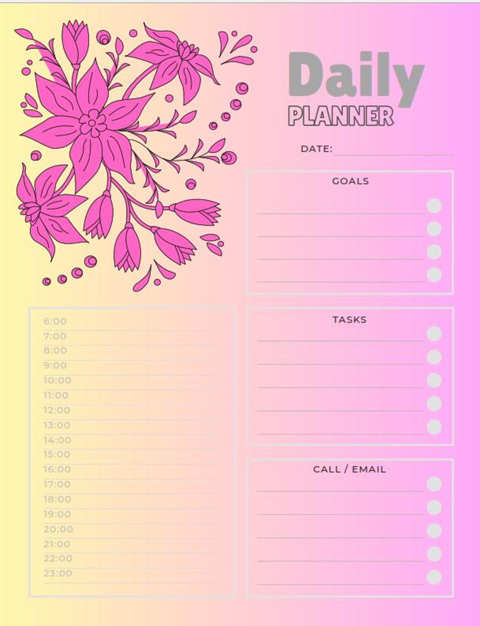 Printable Planner Book Template Pink Colour including E.g. Meal Planner ...