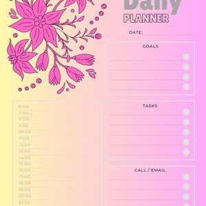 Printable Planner Book Template Pink Colour including E.g. Meal Planner ...