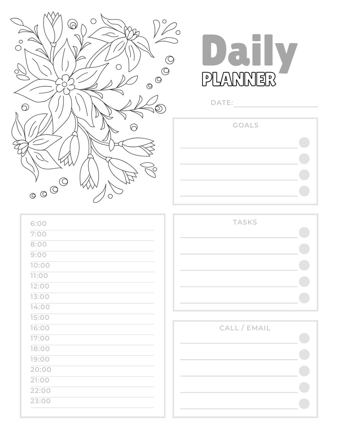 Printable Planner Book Template Plain Colour including E.g. Meal ...