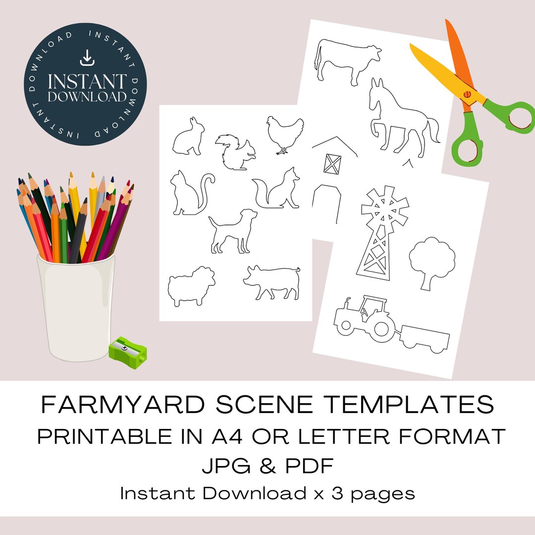 Farmyard Animals Printable Template/patterns. Create A Simple Farmyard ...