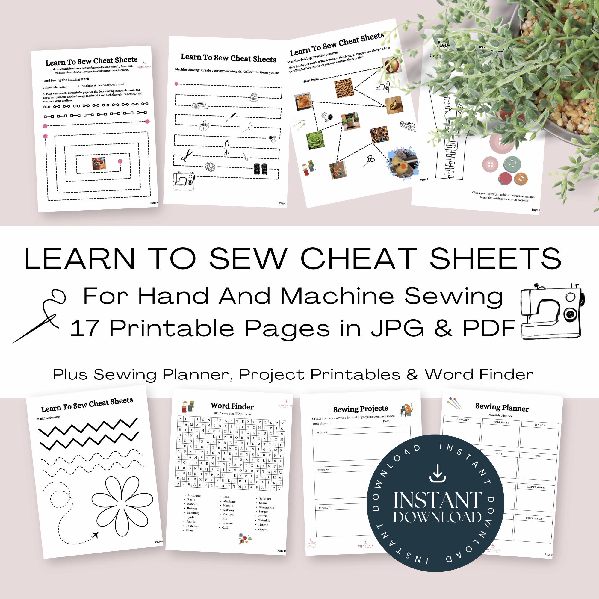 Learn to Sew Practice Activity Sheets - Etsy