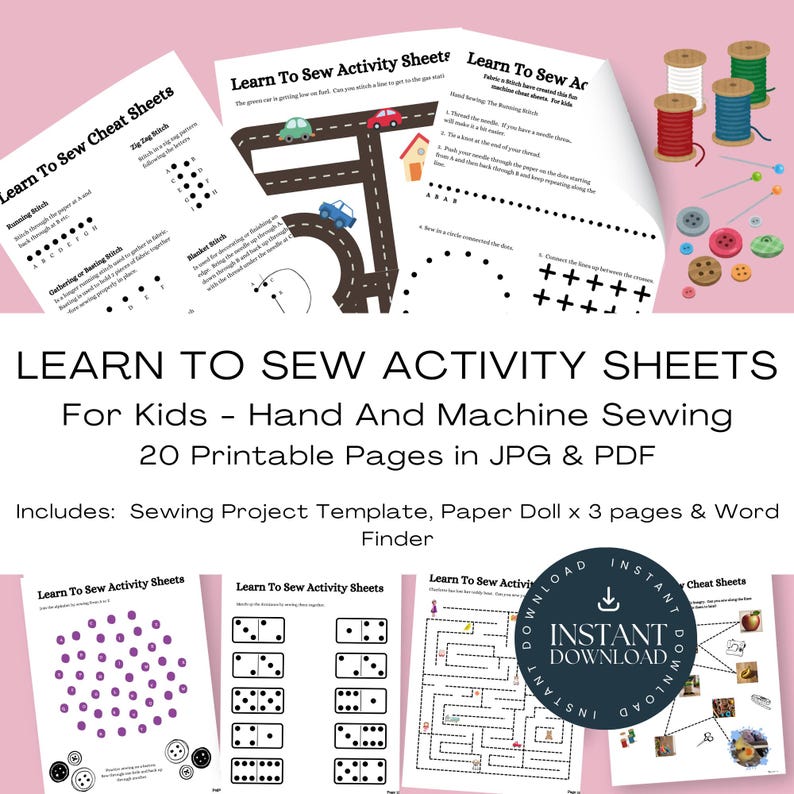 Beginner Sewing Practice Activity Sheets for Kids - Etsy