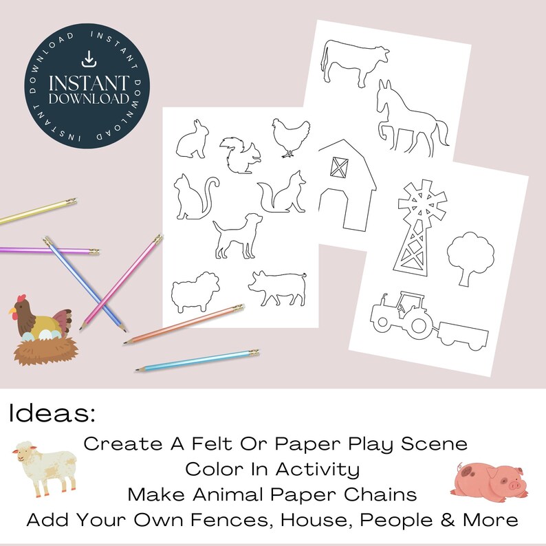 Farmyard Animals Printable Template/patterns. Create A Simple Farmyard ...