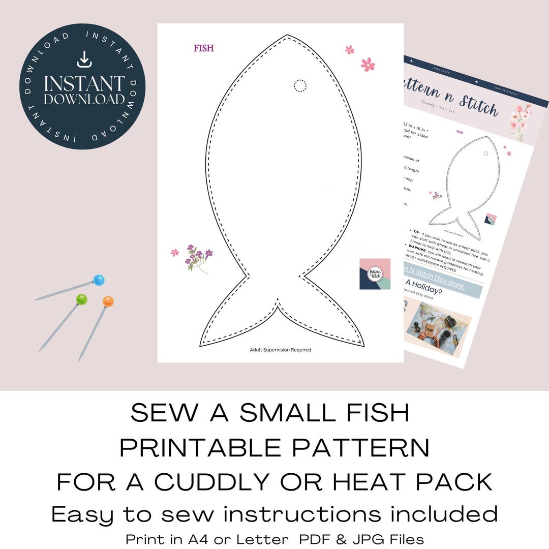 Fish Printable Pattern. Sew A Fish Plushie / Heat Pack / Cuddly, Easy ...