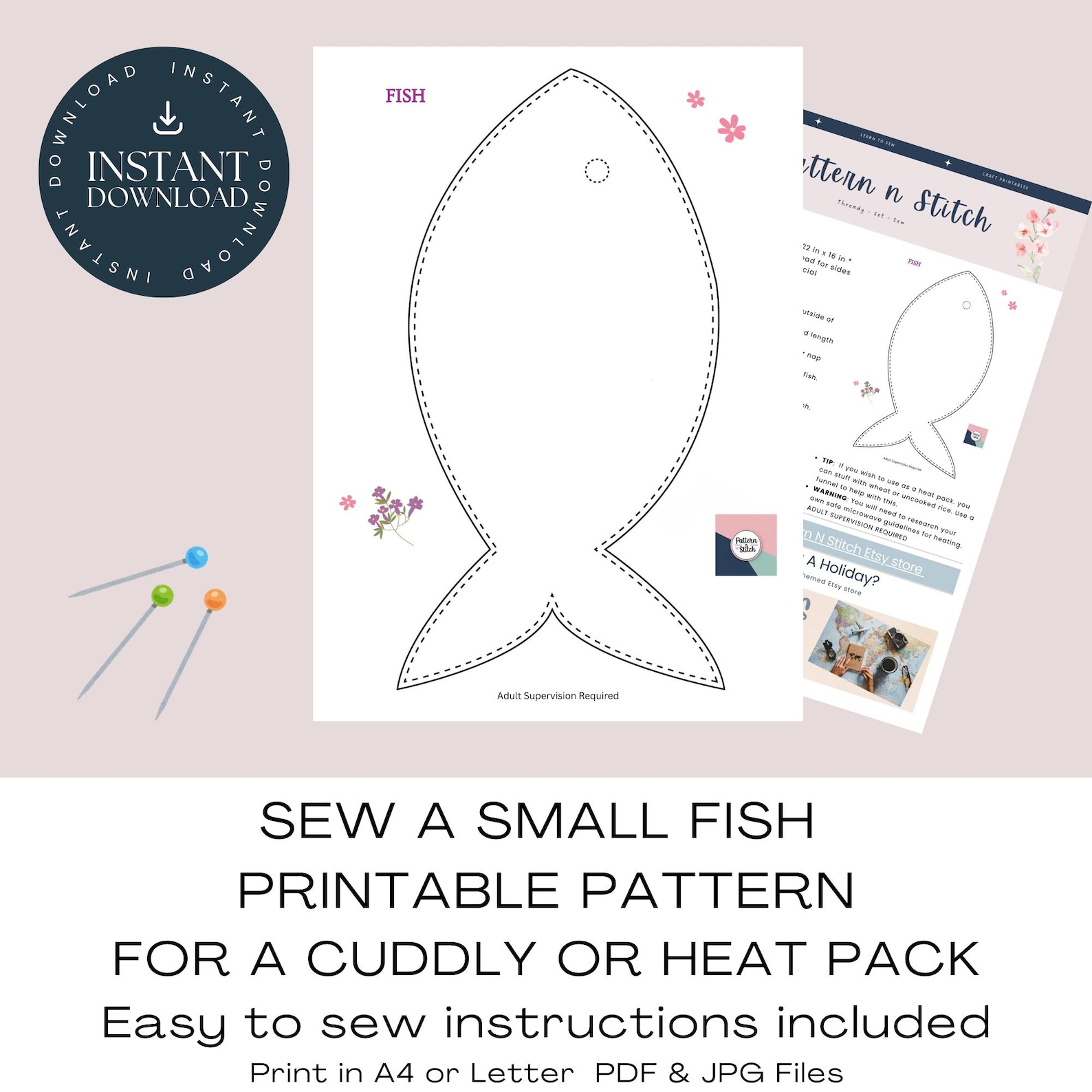 Fish Printable Pattern. Sew A Fish Plushie / Heat Pack / Cuddly, Easy ...