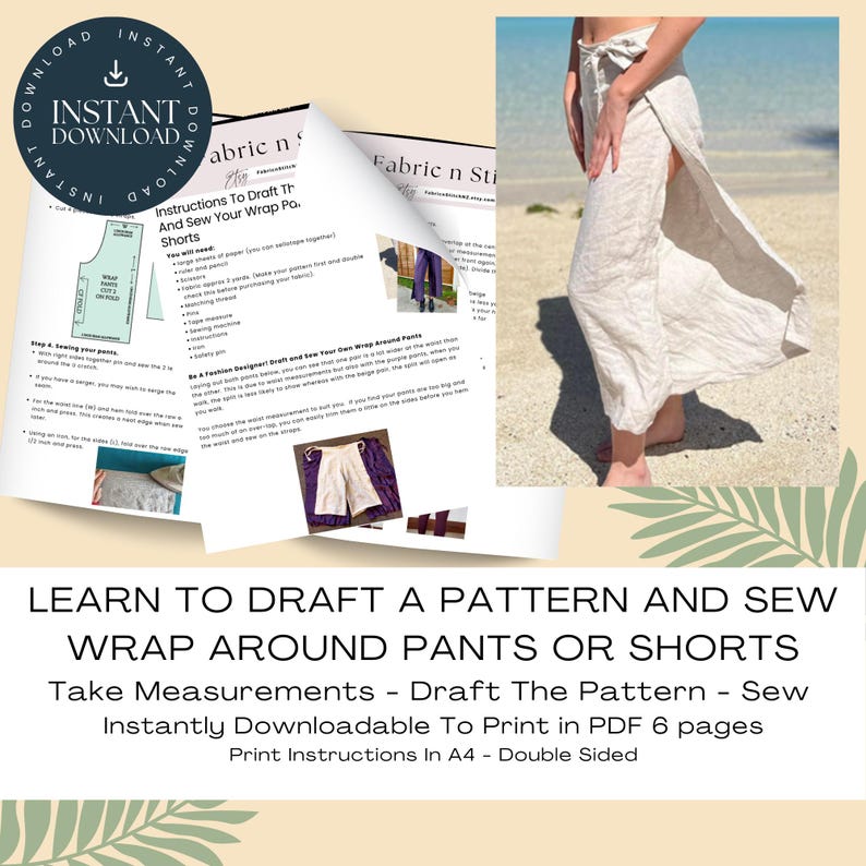 Wrap Pants Sewing Pattern: DIY Fashion Design (instant Download PDF ...