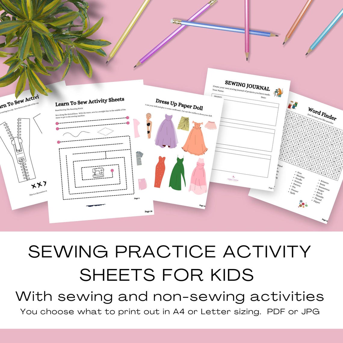 Learn to Sew Practice Activity Sheets for Kids - Instant Download - Etsy