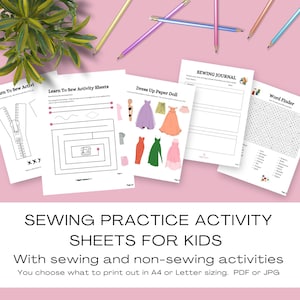 Learn to Sew Practice Activity Sheets for Kids - Instant Download - Etsy