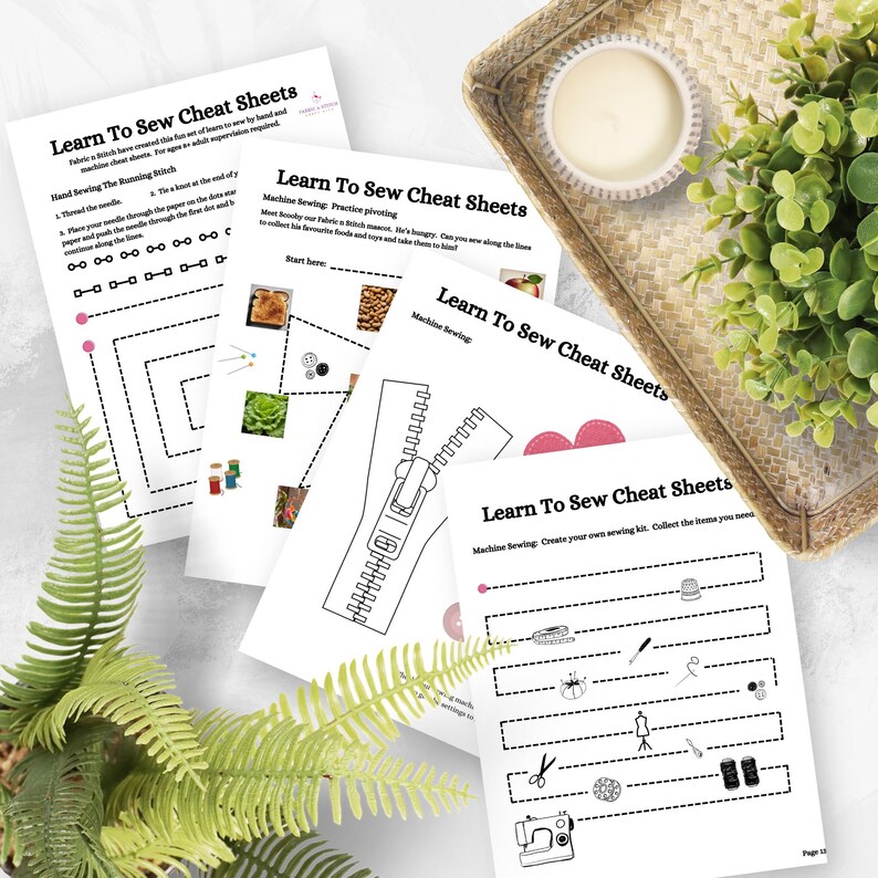 Learn to Sew Practice Activity Sheets - Etsy