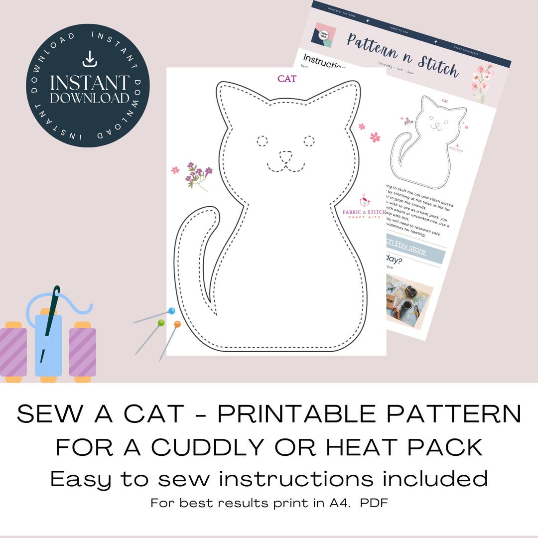 Cat Plushie Sewing Pattern: Easy DIY Project, (instant Download PDF ...