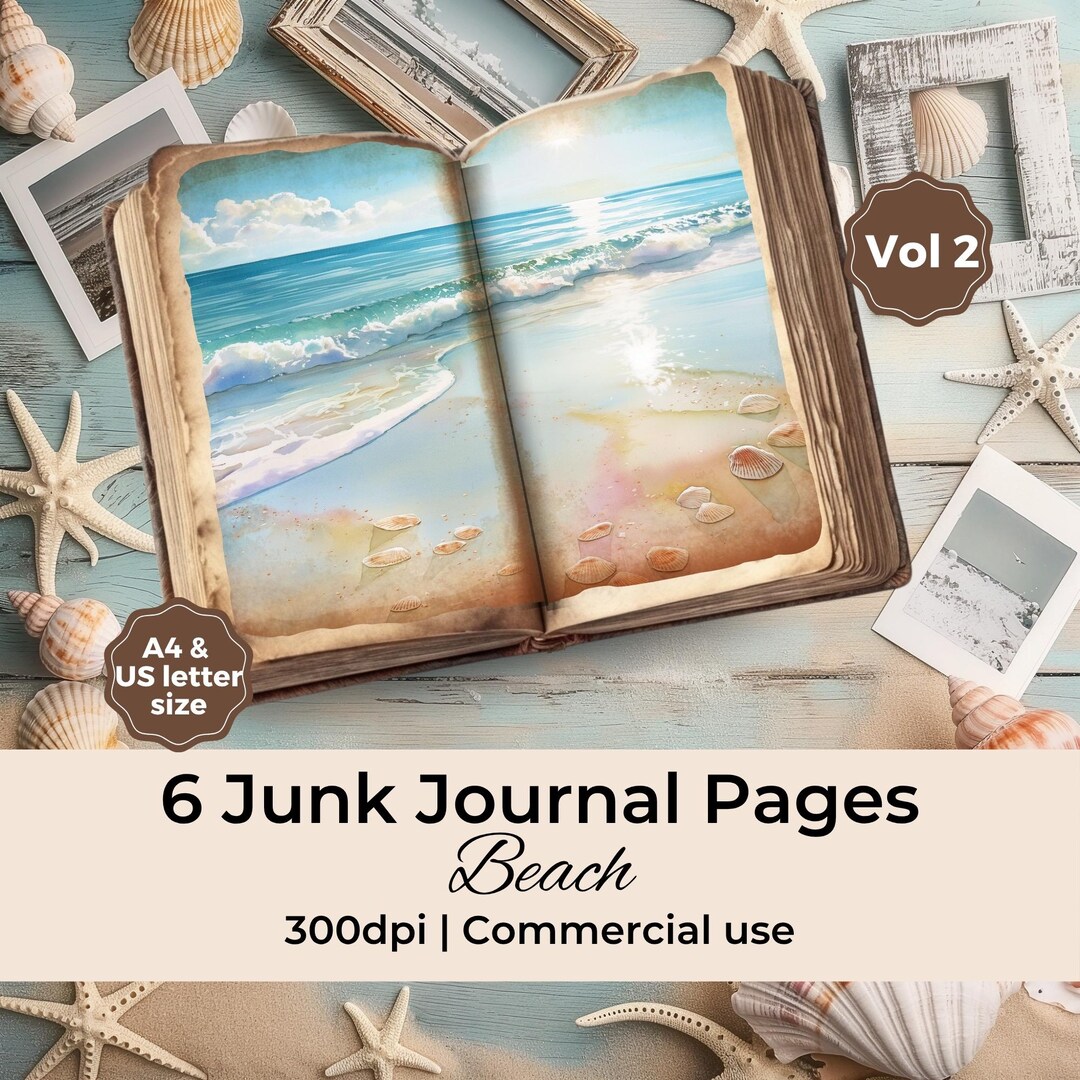 Beach Junk Journal Pages: Coastal Watercolor Ephemera (digital Download ...
