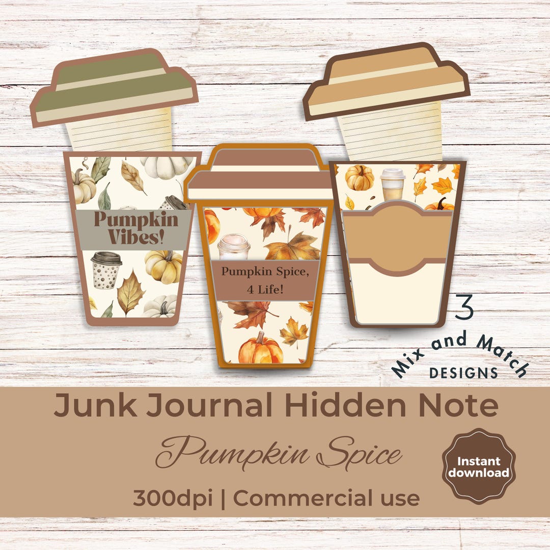 Pumpkin Spice Hidden Note Coffee Cup for Junk Journal, Hidden Note ...