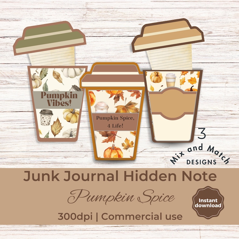 Pumpkin Spice Hidden Note Coffee Cup for Junk Journal, Hidden Note ...