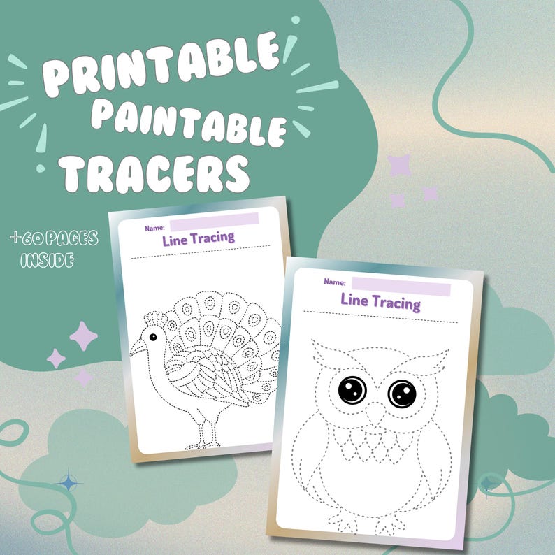 65 Preschool Line Tracing Worksheets Bundle, Line Trace Page Printable ...