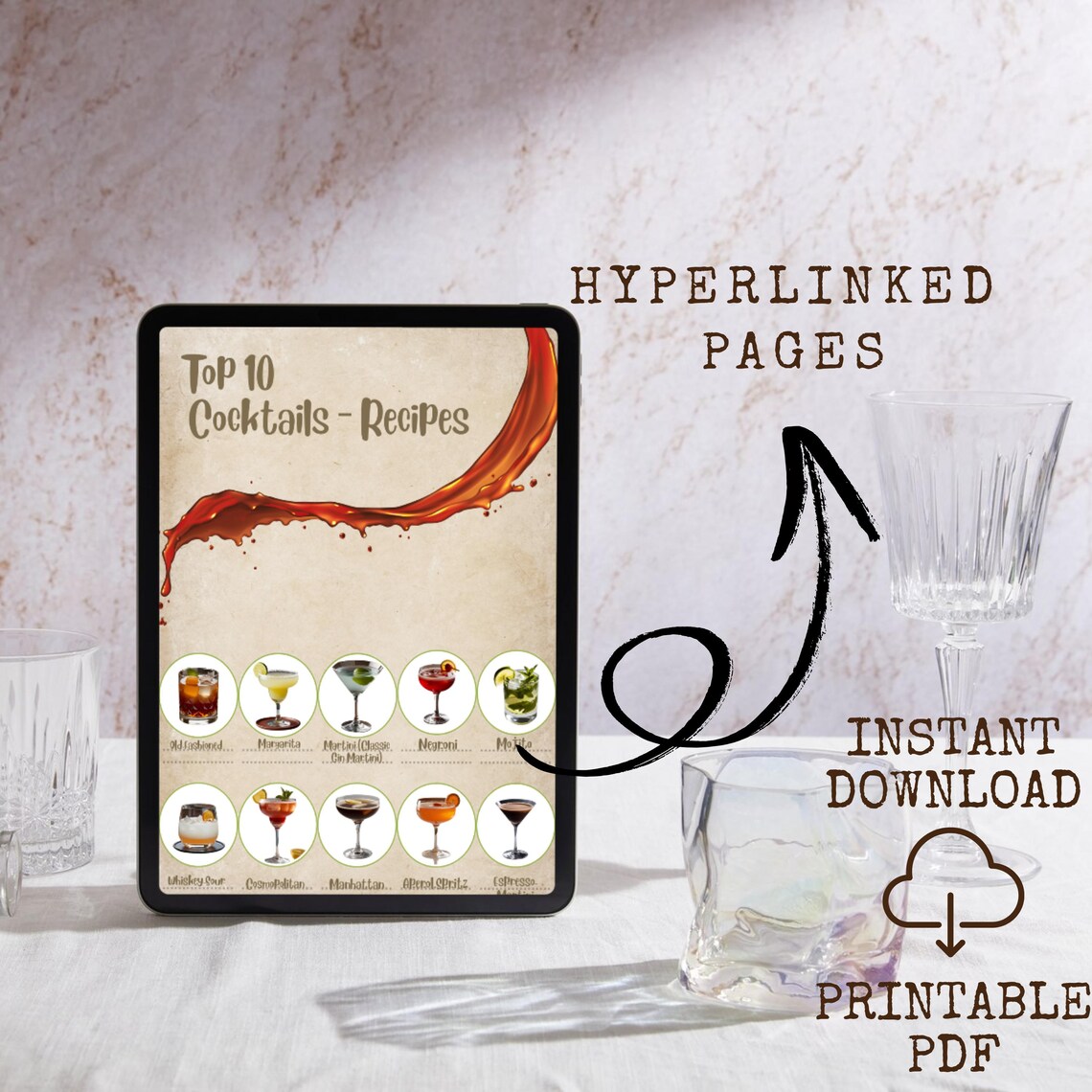 Top 10 Cocktail Recipes: Printable Iconic Drinks (clickable PDF) - Etsy