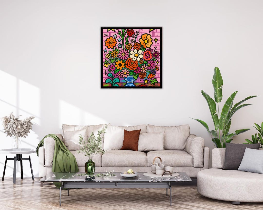 Floral PNG Design: Digital Flower Vase Design for Sublimation Wall Art ...
