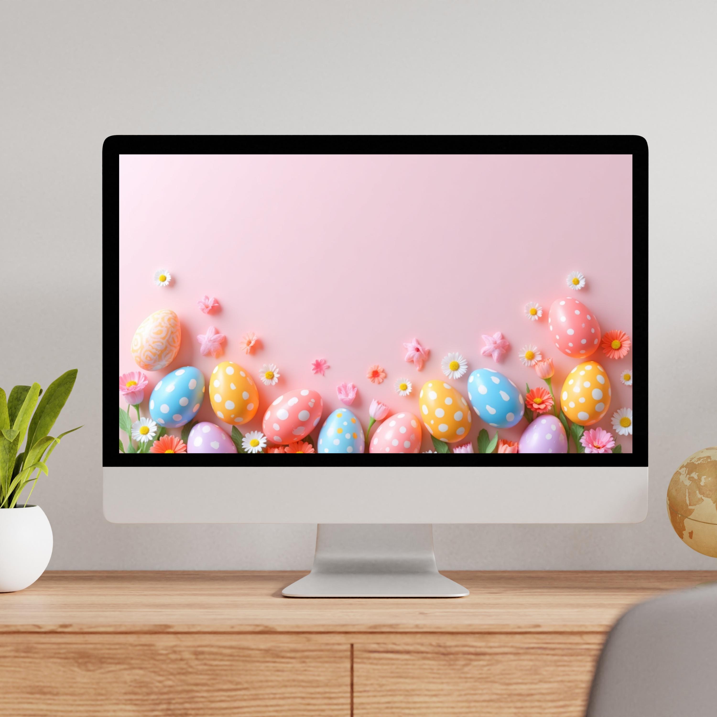 Pastel Pink Easter Background PNG | Digital Download | Spring Eggs ...