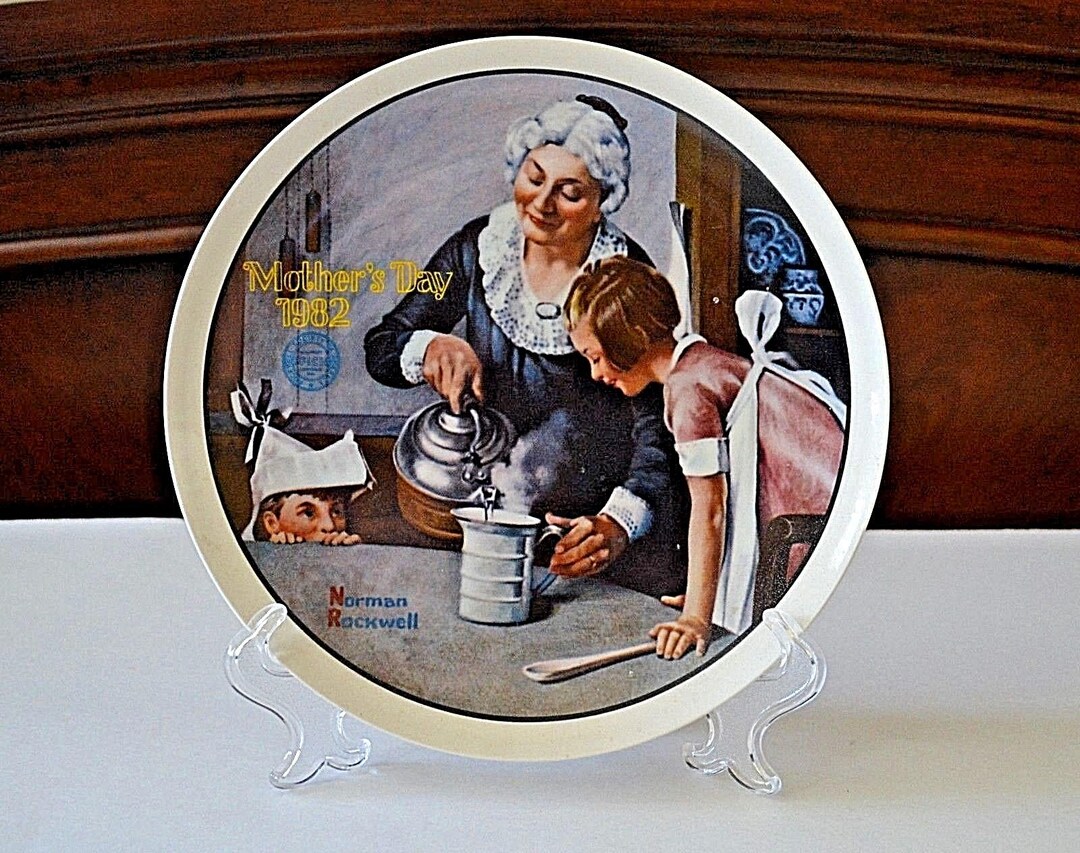 Norman Rockwell...the Cooking Lesson Plate...mother's Day 1982..with ...