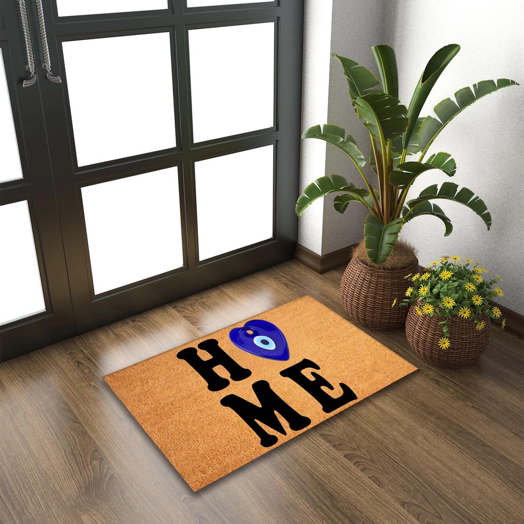 Evil Eye Coco Doormat Blue Heart Nazar Welcome Mat Protective Home ...