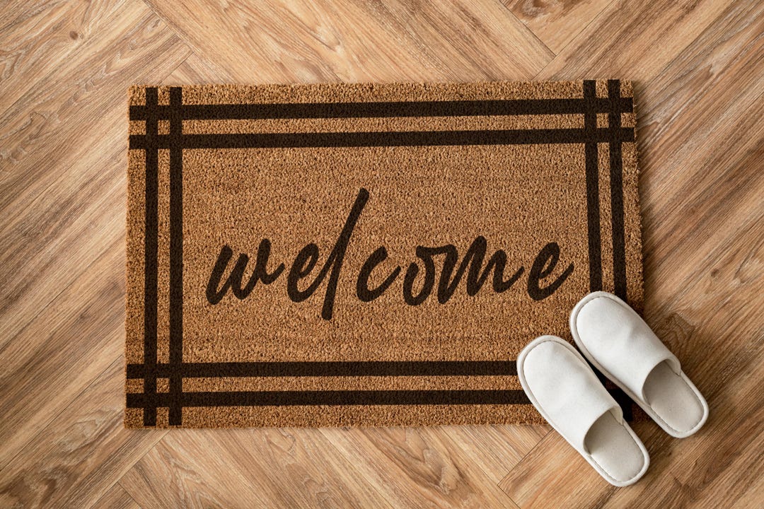 Welcome Coir Coco Door Mat-natural Coconut Fiber Mat, Modern Welcome Coir Mat-stylish and ...
