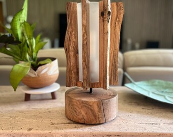 Handcrafted Accent Lamp, Log Lamp, Rustic Lamp, Live Edge Lamp, Wooden ...