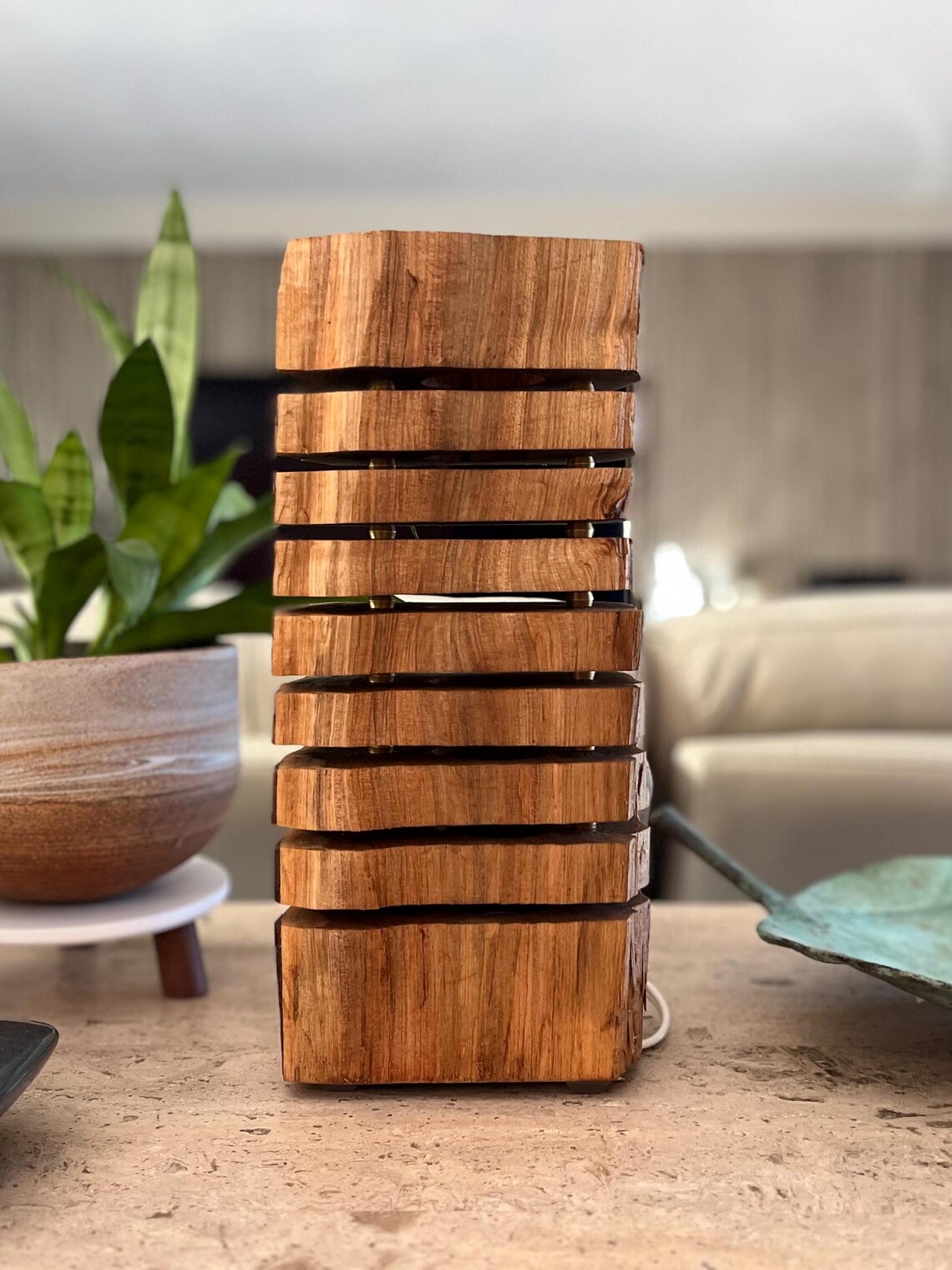 Handcrafted Accent Lamp, Log Lamp, Rustic Lamp, Live Edge Lamp, Wooden ...