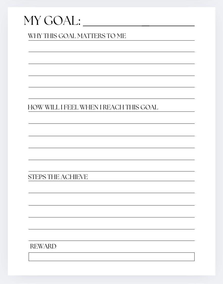 Minimalist Printable Goal Setting Worksheet | Productivity Planner ...