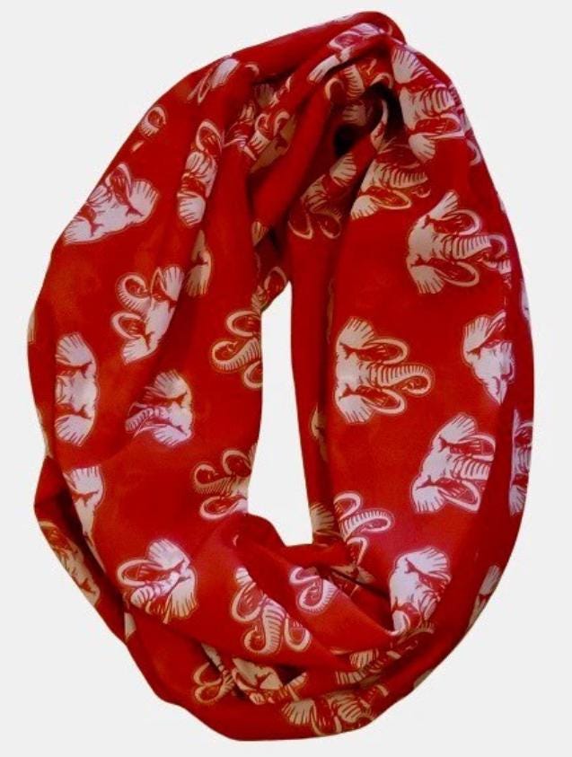 White Elephant Infinity Scarf/ Custom Designed Chiffon Infinity Scarf ...